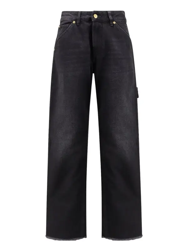 DARKPARK Frayed Hem Barrel Cut Jeans - Black