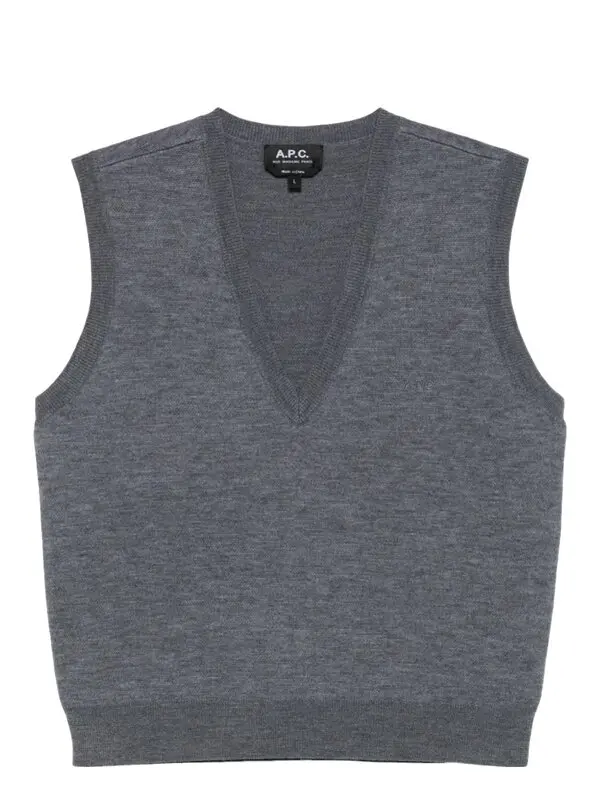 A.p.c. V-neck Knitted Vest - Gray
