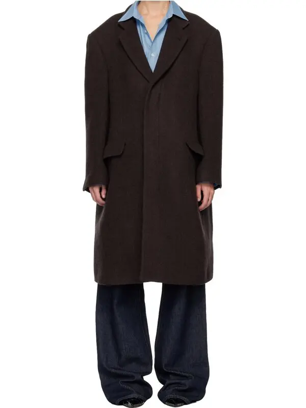 MAISON MARGIELA Drop-shoulder Wool Coat - Brown