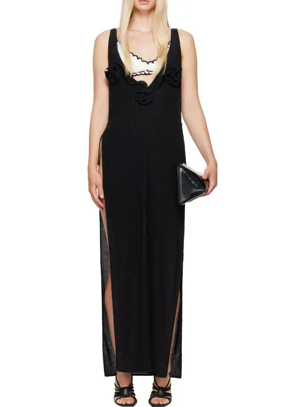 Magda Butrym Crepe High Leg Maxi Dress - Black