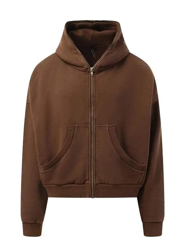 ENTIRE STUDIOS Drop Shoulder Zipped Hoodie - Brown