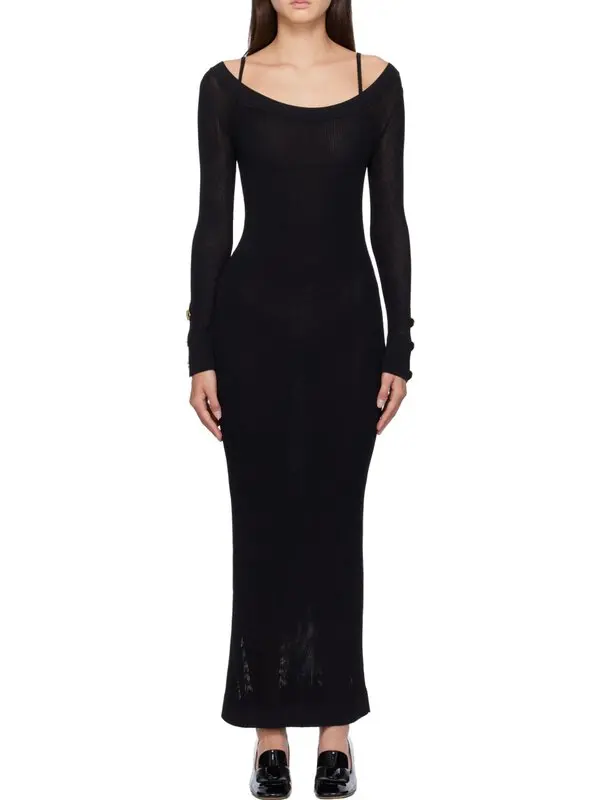Moschino Long Sleeve Round Neck Dress - Black