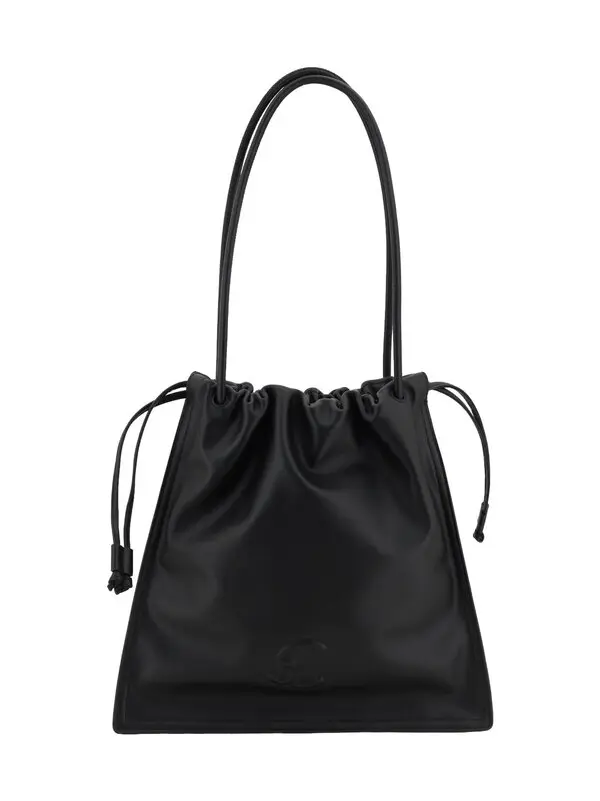 COCCINELLE Logo Embossed Drawstring Tote Bag - Black