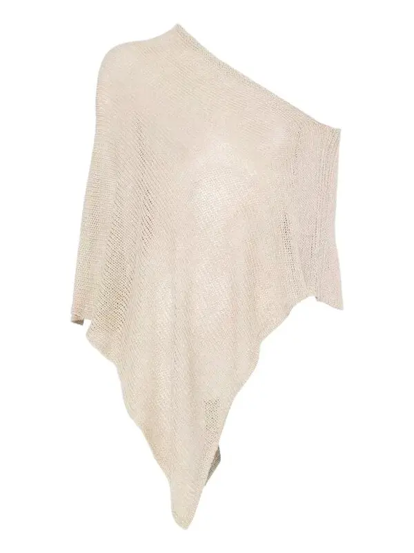 Enza Costa Open-knit Asymmetric Poncho - Neutrals
