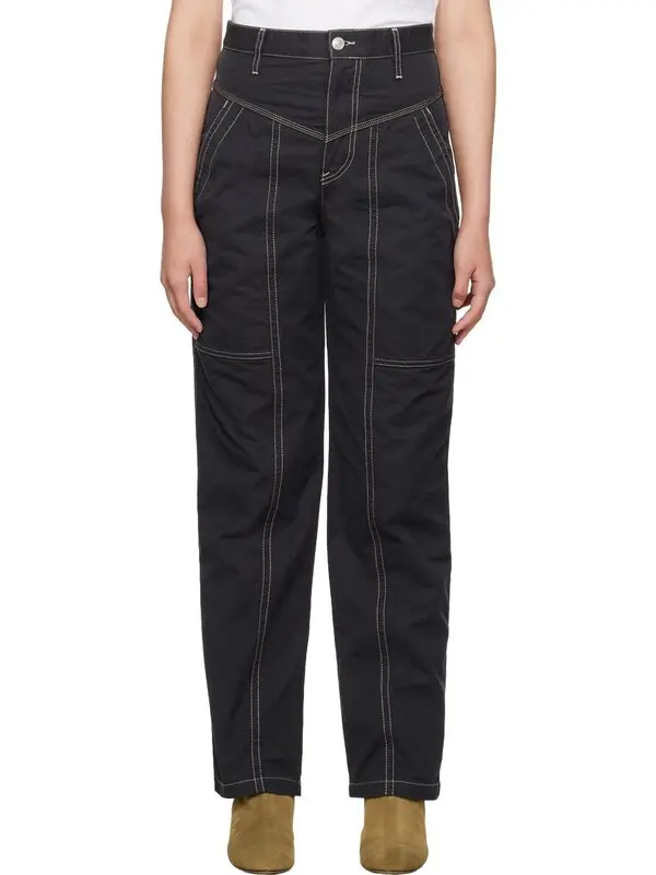 Isabel Marant Étoile Denze Four-pocket Casual Pants With Contrast Stitching - Black