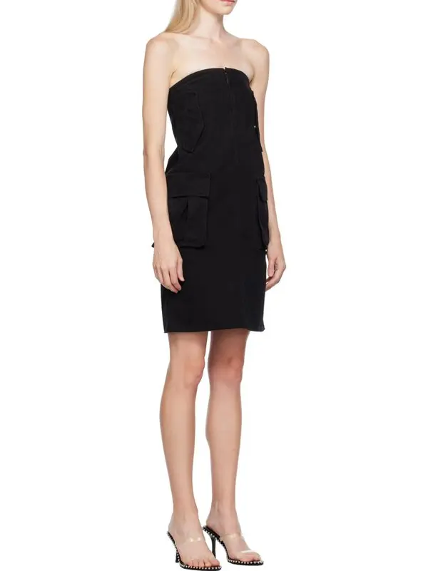 We11Done Cargo Denim Strapless Dress - Black