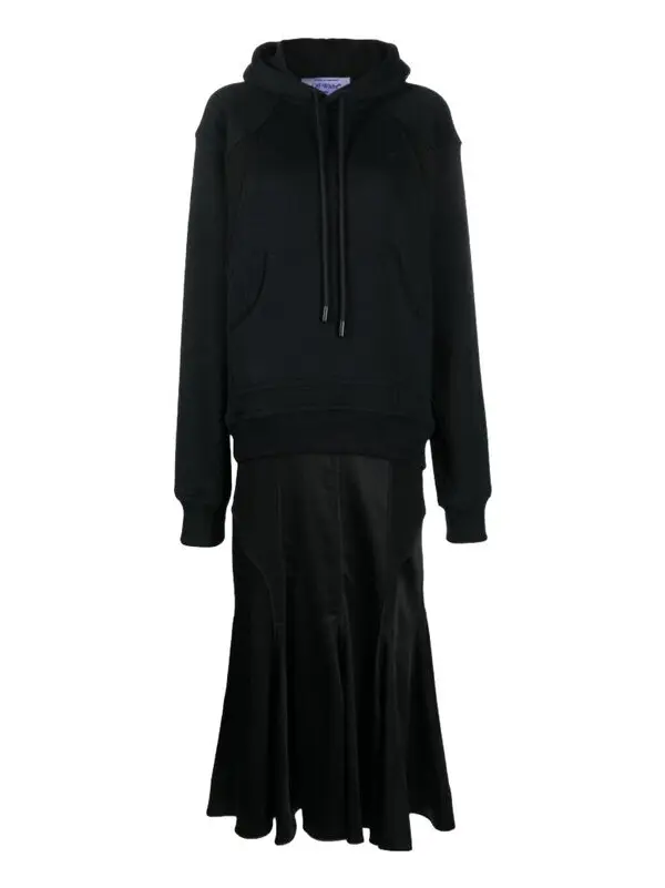 Off-White Logo-embroidered Hoodie Dress - Black