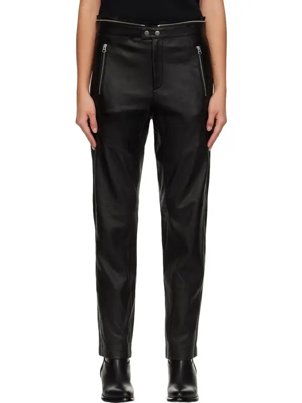 RAG  BONE Rag & Bone Sedona Moto Lambskin Leather Pants - Black
