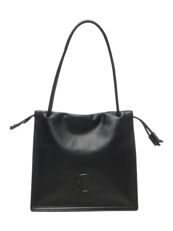 COCCINELLE Logo Embossed Drawstring Tote Bag - Black