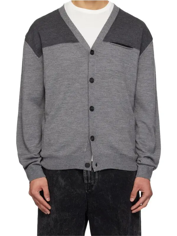 LANVIN Wool Cardigan With Patchwork Design - Gray