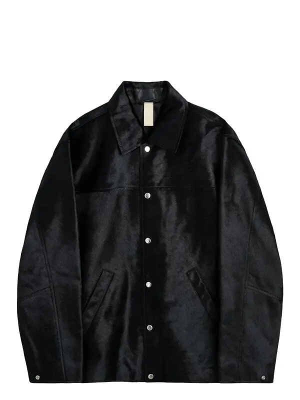 SUNFLOWER Lapel Leather Jacket - Black