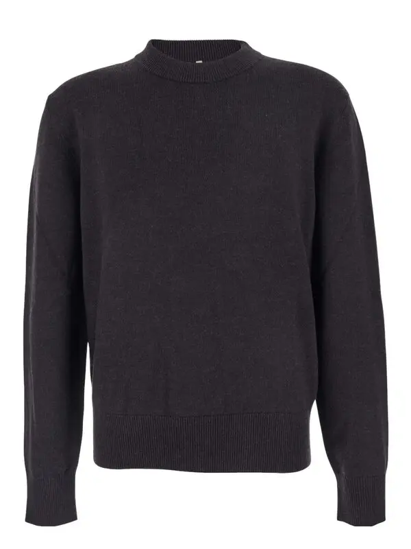 SUNFLOWER Long-sleeved Wool Crew Neck Sweater - Black
