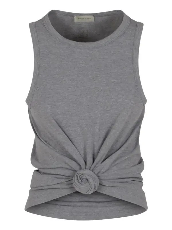 Magda Butrym Sleeveless Crew Neck Vest With Pleated Design - Gray