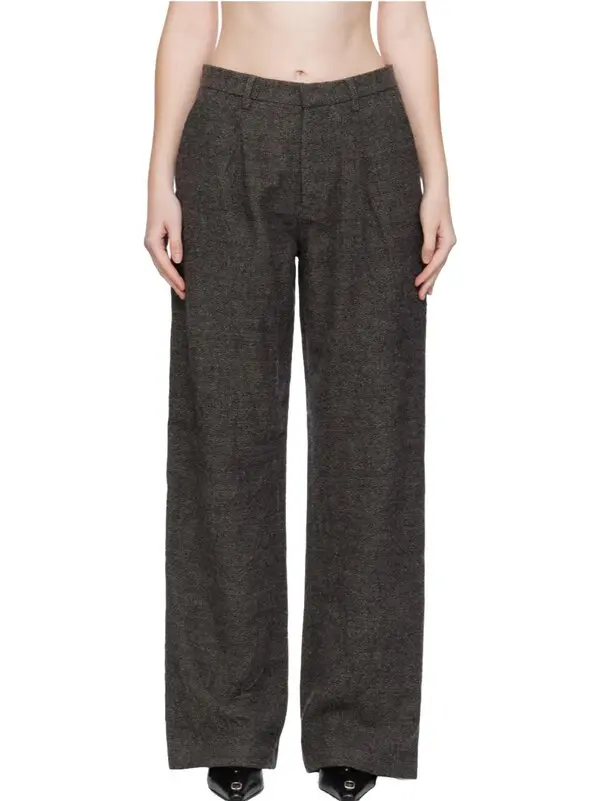 R13 Wool Tweed Trousers - Dark Grey Grid
