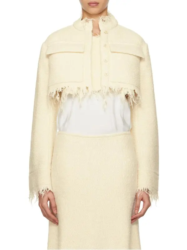 JIL SANDER Cropped Jacket With Tassel Details - Coconut