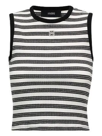 Amiri Striped Cropped Sleeveless Top - White