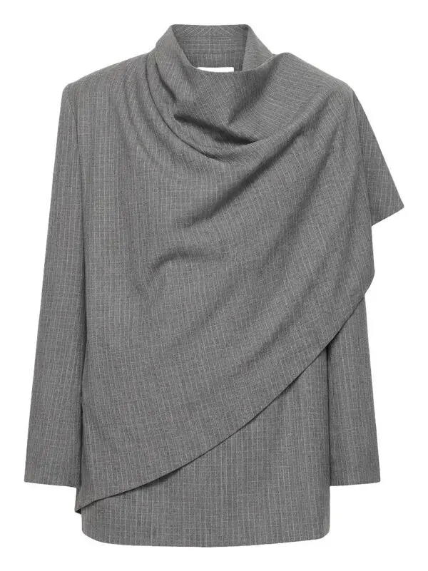 Tove Ren Pinstripe Drape Jacket - Gray
