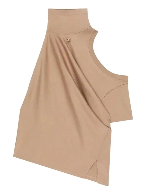 COURREGES Asymmetrical High Neck T-shirt - Nude