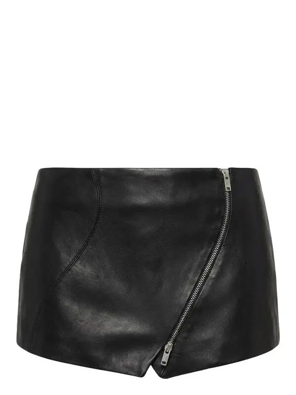AYA MUSE Leather Zip Mini Skirt - Black