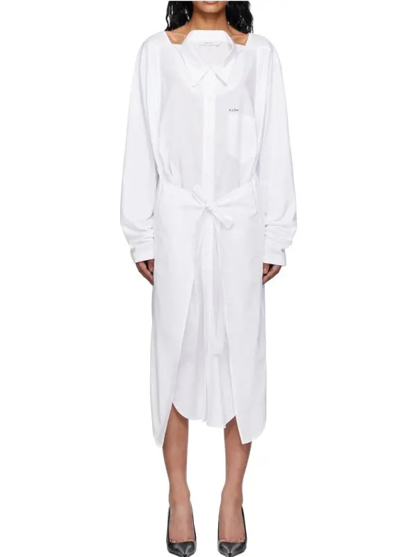 PUSHBUTTON Long-sleeved Patchwork Dress - White