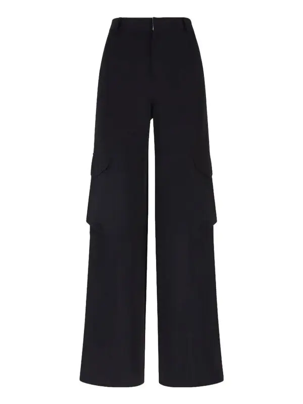 Gcds High-waisted Gabardine Cargo Trousers - Black