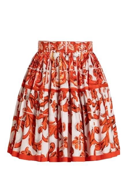 Dolce & Gabbana Majolica-printed Poplin Mini Skirt - Red