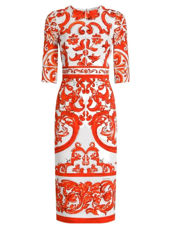 Dolce & Gabbana Majolica-printed Midi Dress - Red