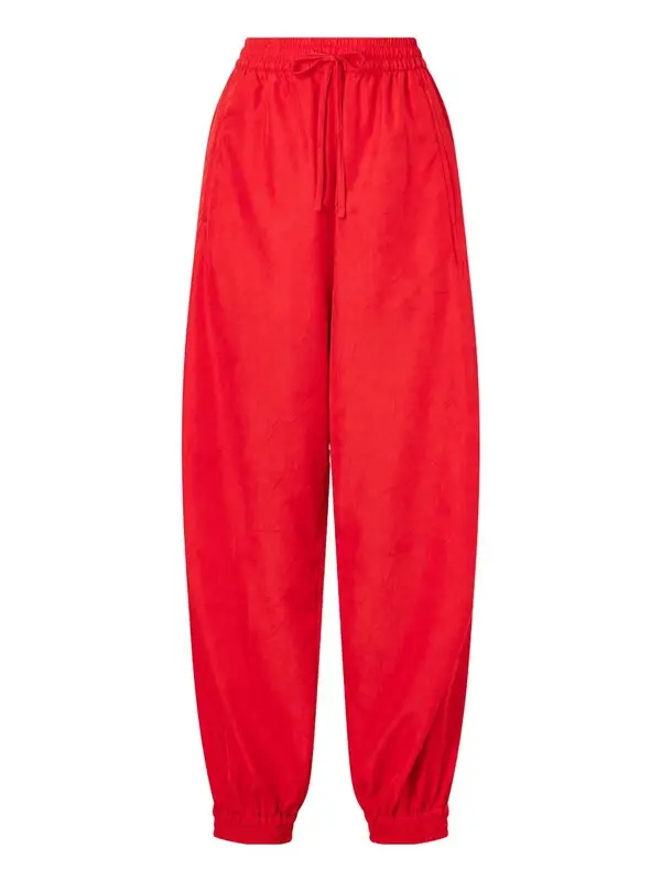 RÓHE Elasticated Drawstring Tapered Cotton Blend Pants - Red