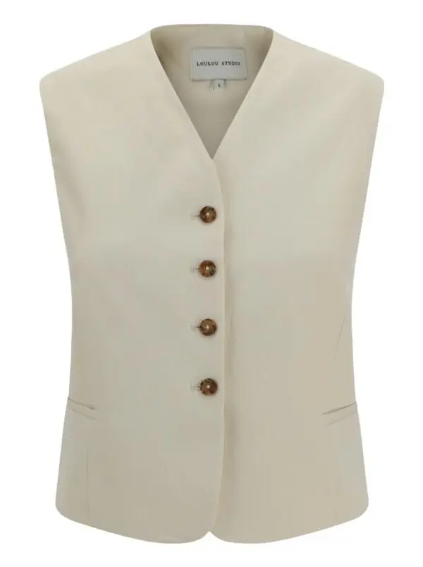 Loulou De Saison Sleeveless Buttoned Vest - Nude