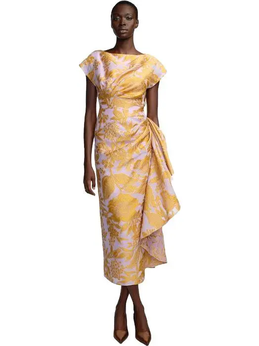 Lela Rose Floral Fil Coupe Florence Dress - Floral / Pink