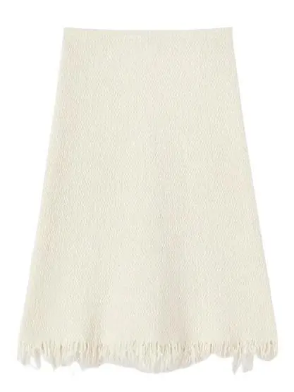 JIL SANDER A-line Frayed Hem Skirt - Coconut Color