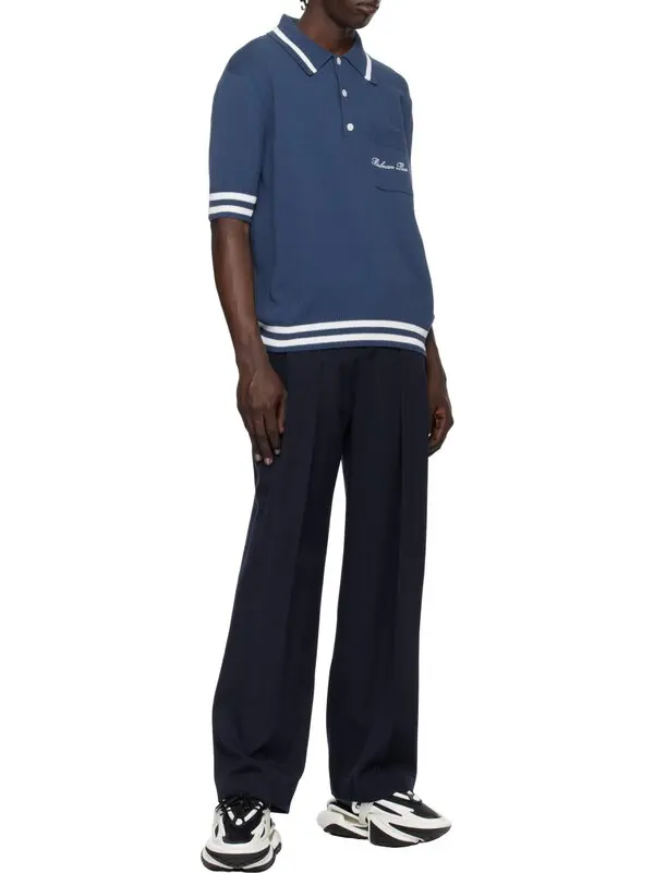Balmain Pleated Casual Pants - Navy Blue