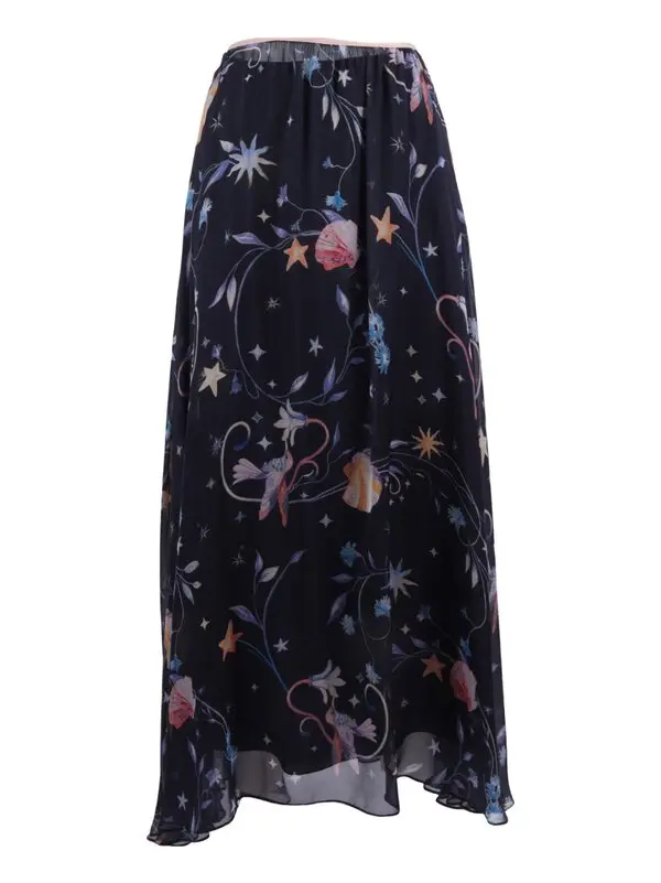 FORTE_FORTE Printed Midi Skirt - Black