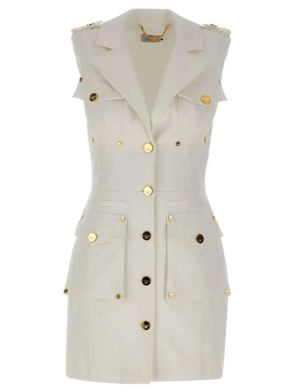 Elisabetta Franchi Sleeveless Utility Mini Dress - White