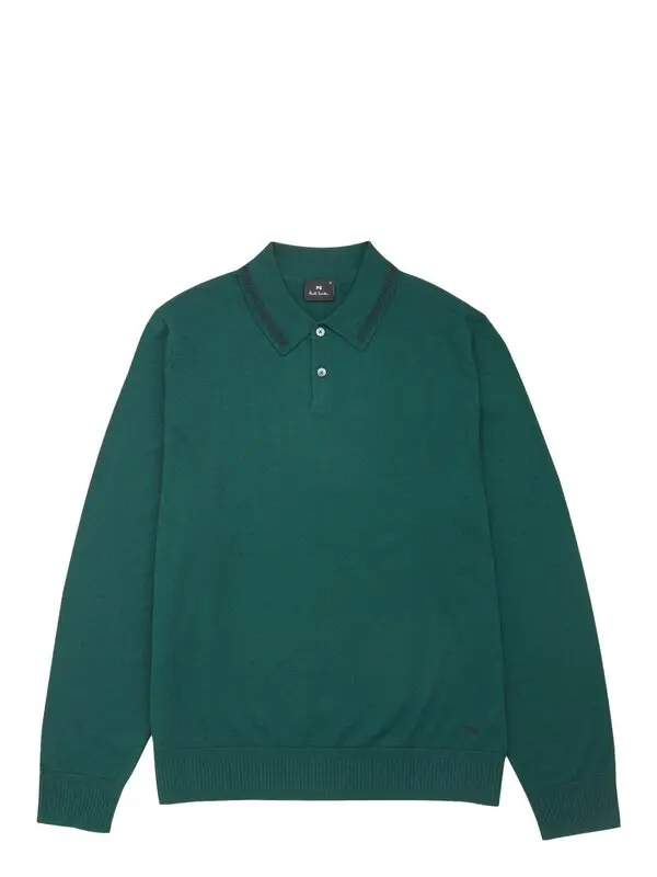 Paul Smith Long Sleeve Knit Polo - Blue