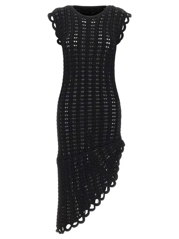 Loulou De Saison Malena Crochet Midi Dress - Black