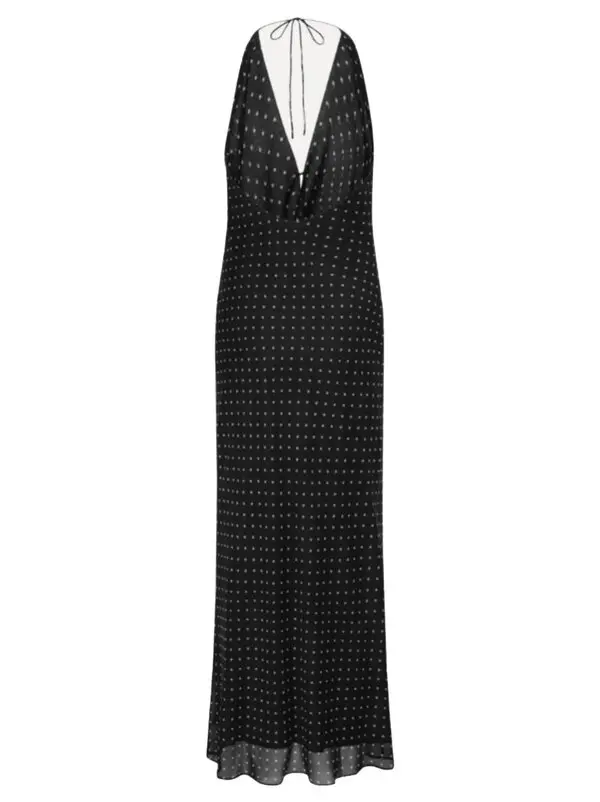 ROTATE BY BIRGER CHRISTENSEN Chiffon Halterneck Maxi Dress With Dotted Detail - Black