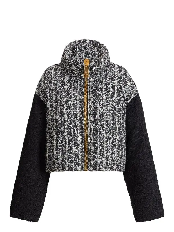 Balmain Two-tone Padded Tweed Jacket - Black