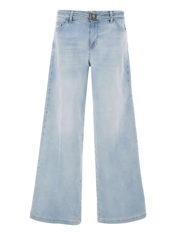 Liu Jo Wide-leg Jeans With Metal Buckle Detail - Gray
