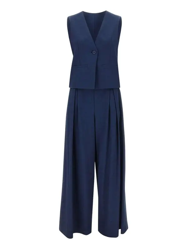 KAOS Sleeveless Vest And Palazzo Pants Suit - Blue