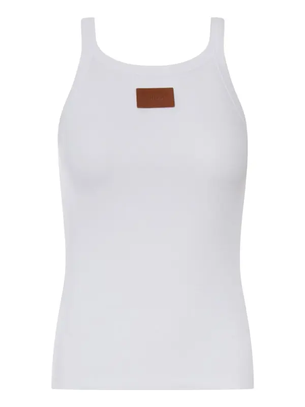 Fendi Sleeveless Logo Patch Tank Top - White