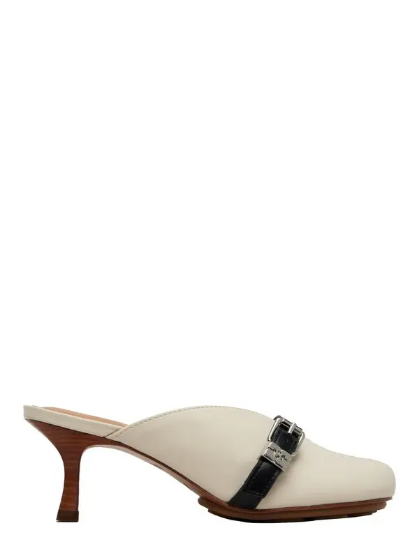 GANNI Buckled High Heel Mules - Off-white