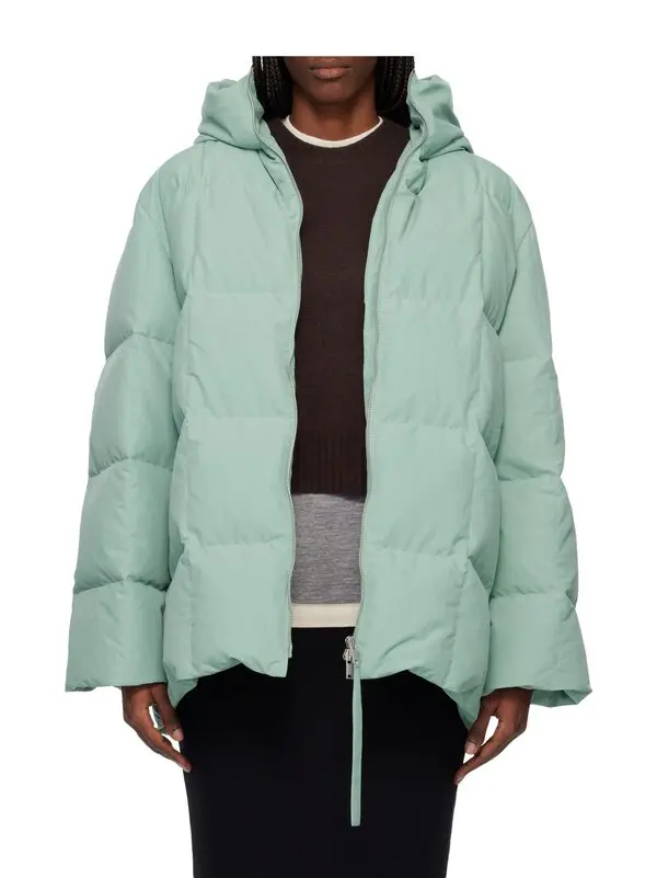 JIL SANDER Quilted Down Hooded Jacket - Green