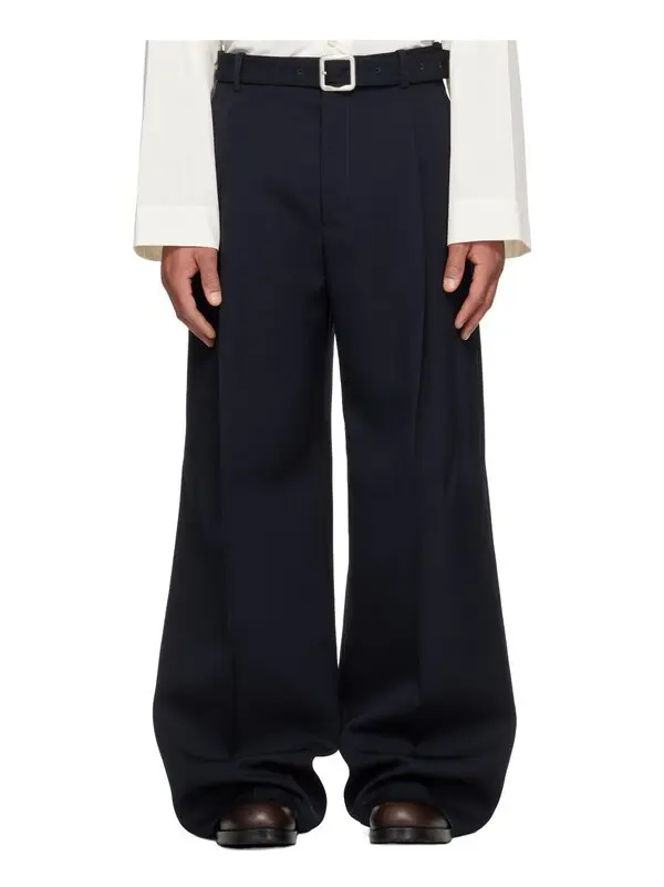 JIL SANDER Wool Trousers With Belt Loops - Black