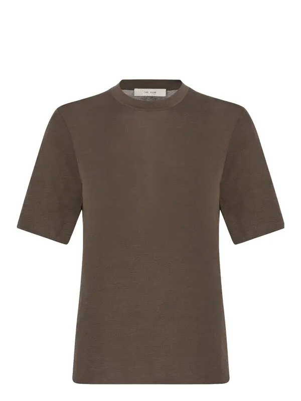 THE ROW Ozzi Silk Jersey Crewneck Top - Nut Brown
