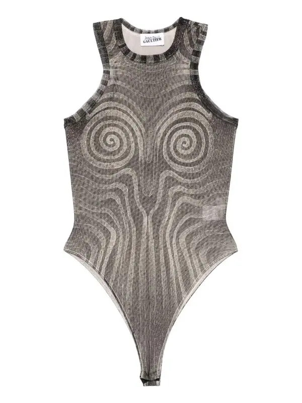 JEAN PAUL GAULTIER Spiral Mesh Bodysuit - Black