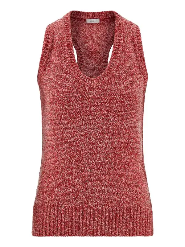 FERRAGAMO Bouclé V-neck Tank - Red/white