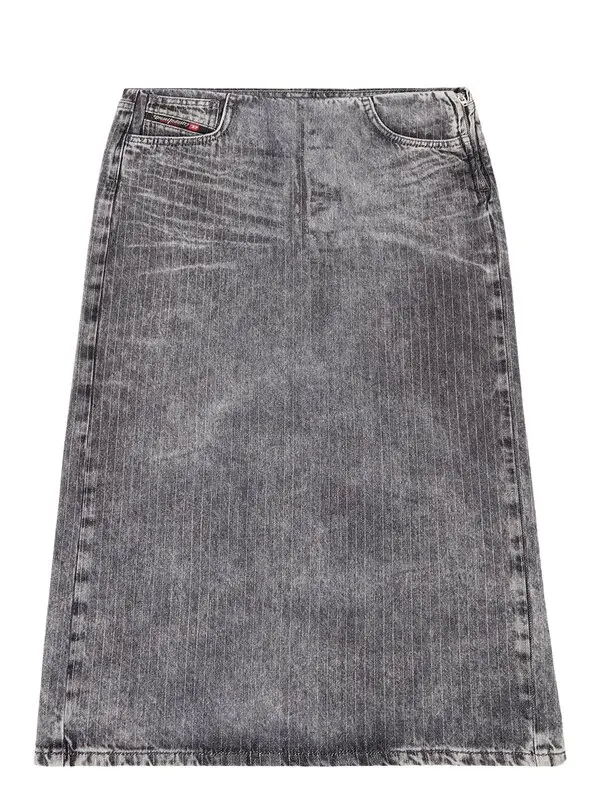 DIESEL® Tailoring Pinstripe Denim Midi Skirt - Light Gray