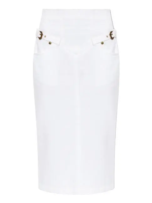 Versace Belted Pencil Skirt - White