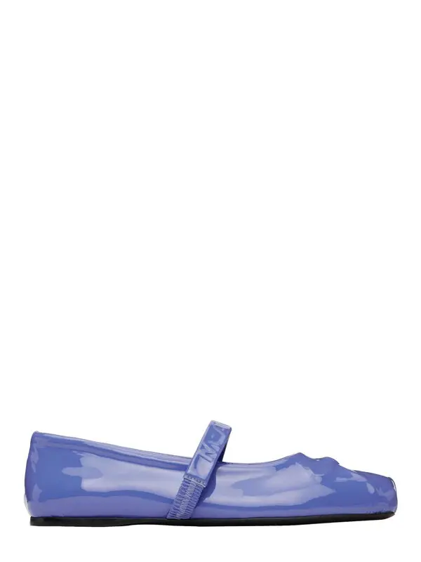 Marni Ballerina Flats With Embossed Bow Graphic - Blue-violet